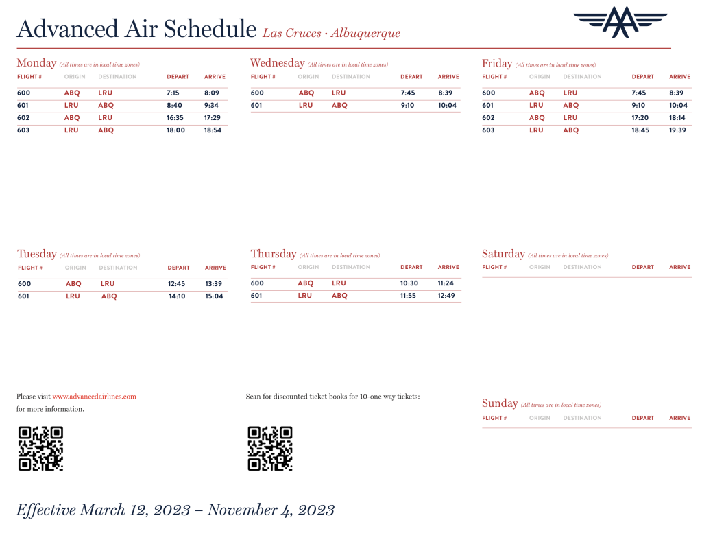 Flight Schedules – Advanced Air
