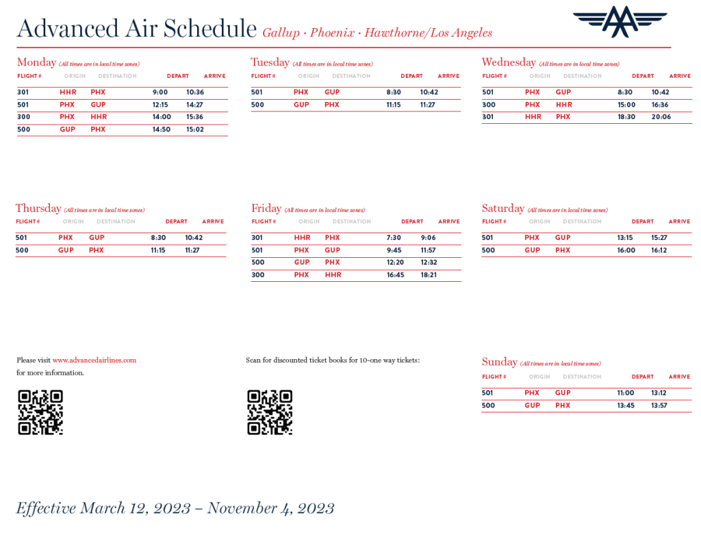 Flight Schedules – Advanced Air