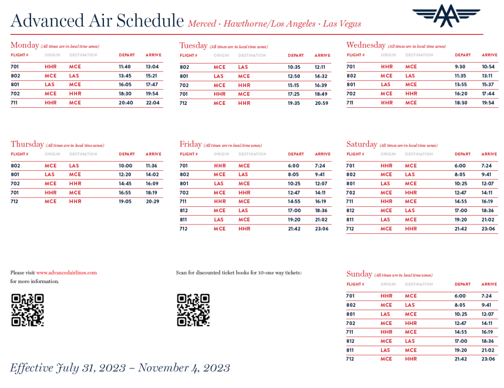 Flight Schedules – Advanced Air