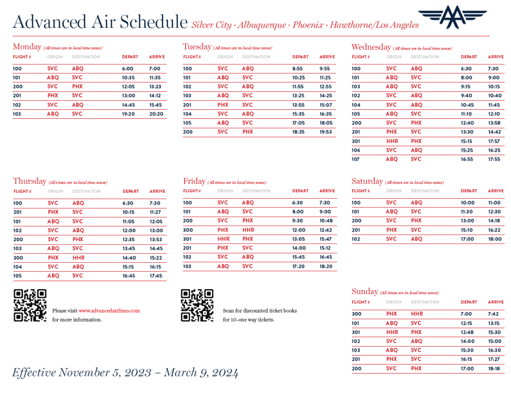 Flight Schedules – Advanced Air