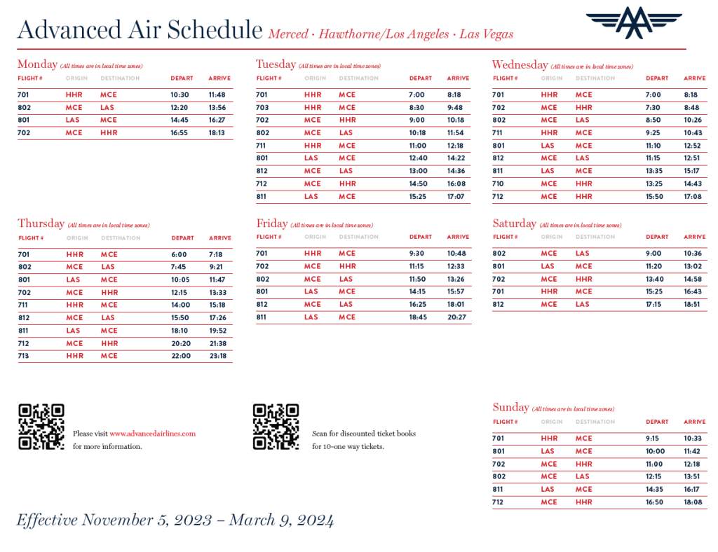 Flight Schedules – Advanced Air