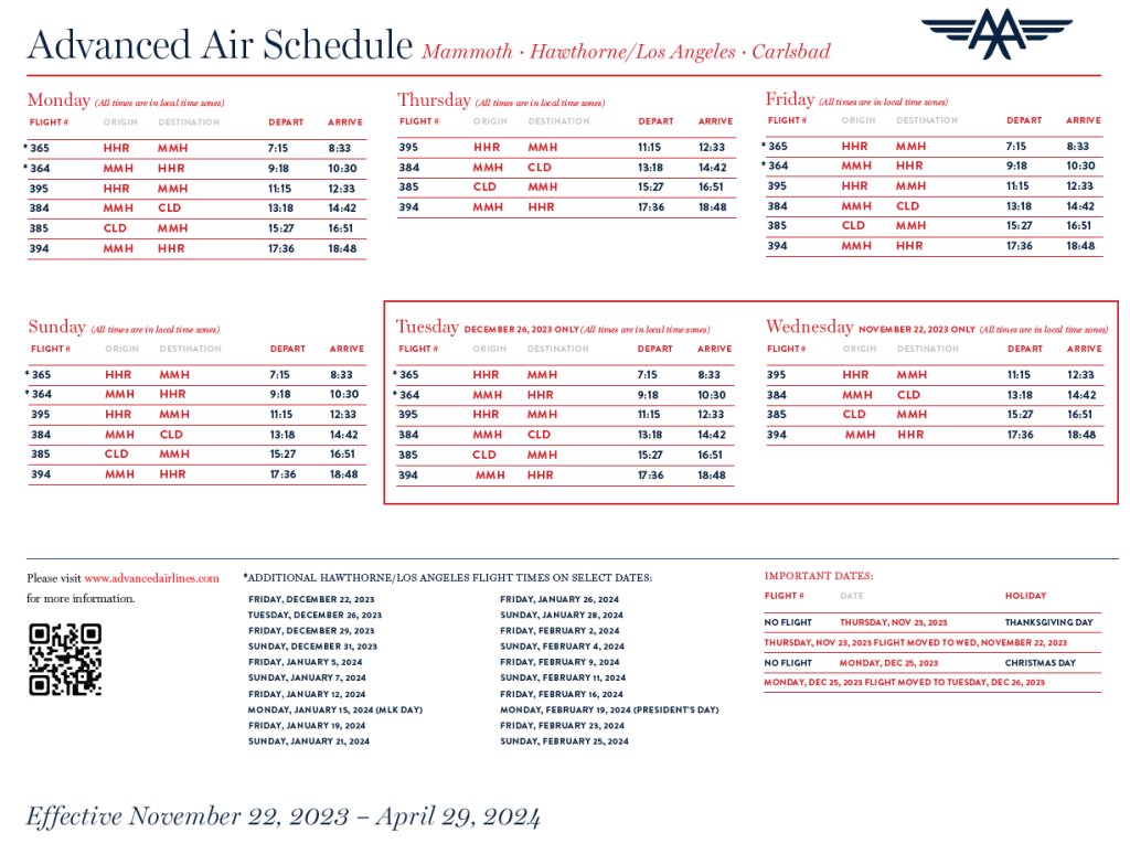 Flight Schedules – Advanced Air