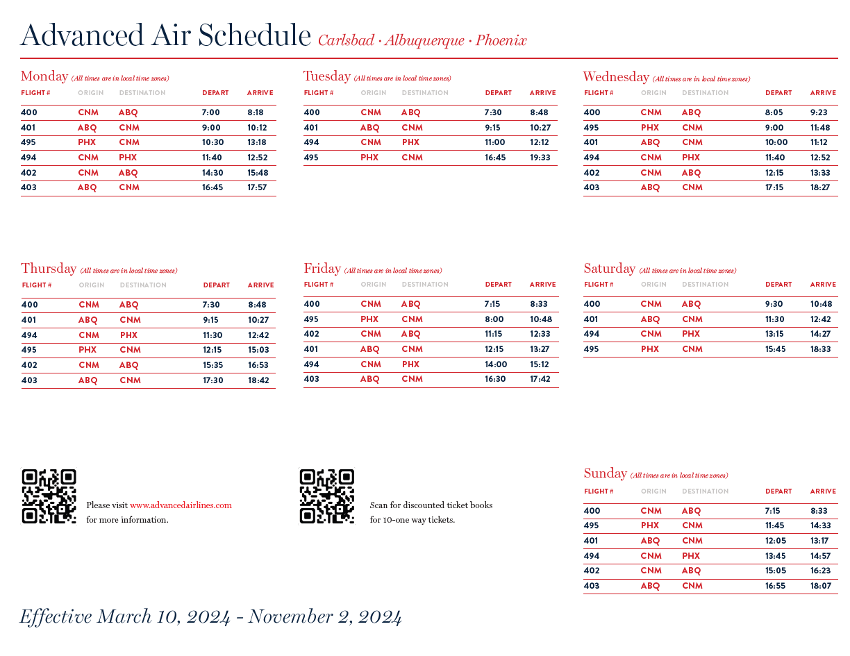 Flight Schedules – Advanced Air