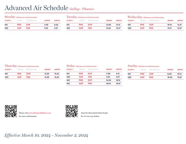 Flight Schedules – Advanced Air