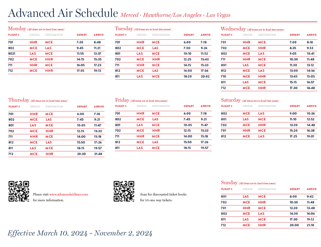 Flight Schedules – Advanced Air