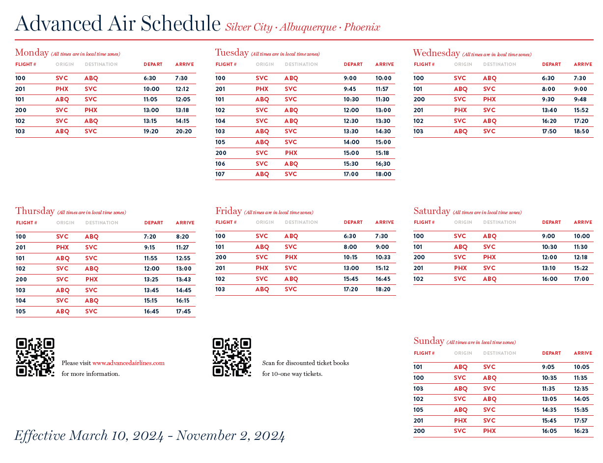 Flight Schedules – Advanced Air
