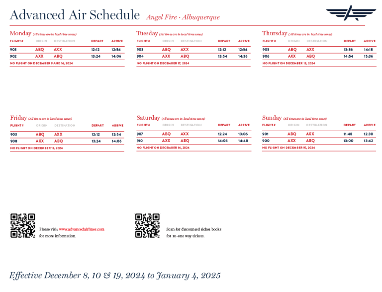Flight Schedules – Advanced Air
